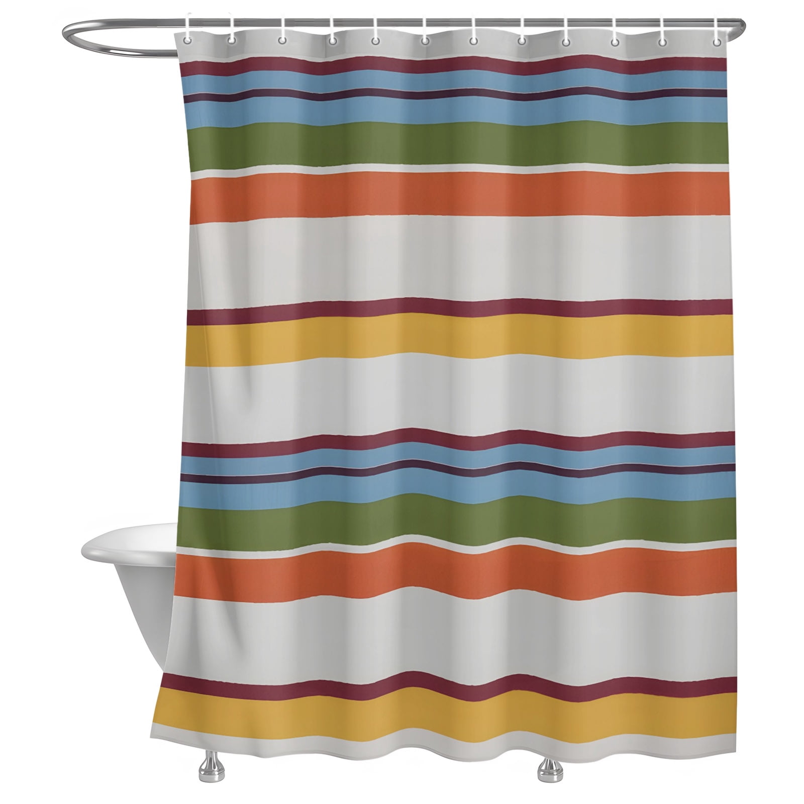 Bathroom Shower Curtain Watercolor Stripes Lines Waterproof Shower ...