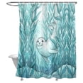 Bathroom Shower Curtain Watercolor Water Duck Green Seals Coral ...