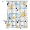 Bathroom Shower Curtain Watercolor White Daisy Floral Bee Waterproof ...