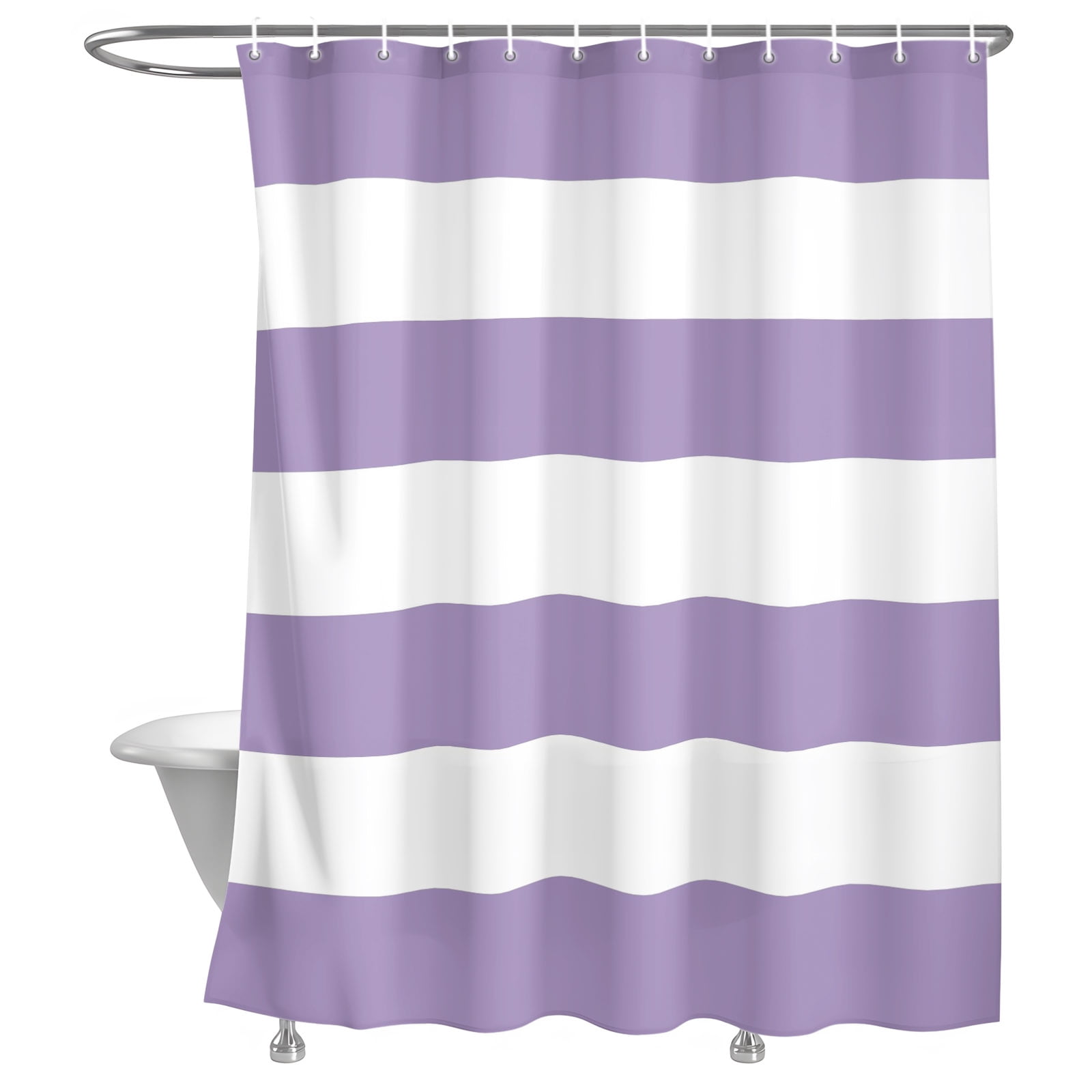 Bathroom Shower Curtain White Purple Striped Waterproof Shower Curtains ...