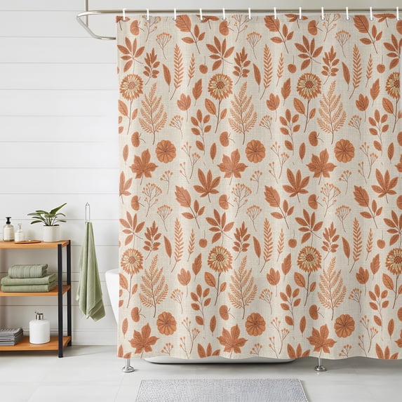 Bathroom Shower Curtain Wildflower Abstract Maple Leaf Waterproof ...