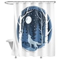 Bathroom Shower Curtain Winter Wolves Blue Pine Tree Forest Waterproof ...