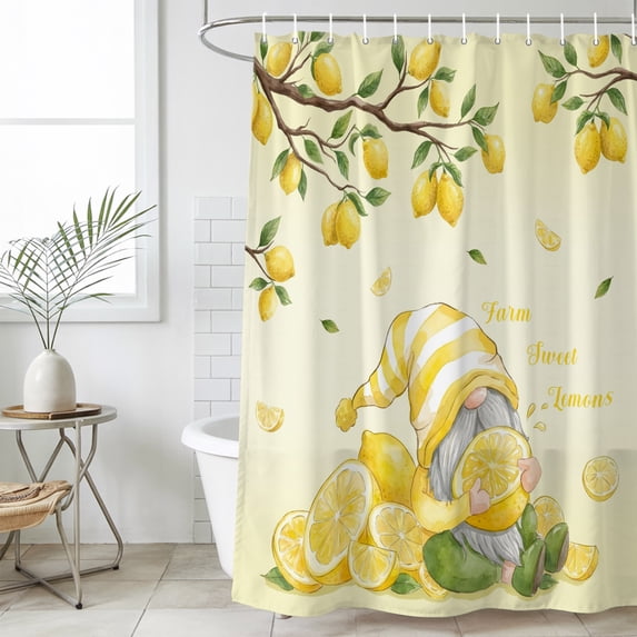 Bathroom Shower Curtain Yellow Lemon Farmhouse Dwarfs Waterproof Shower ...