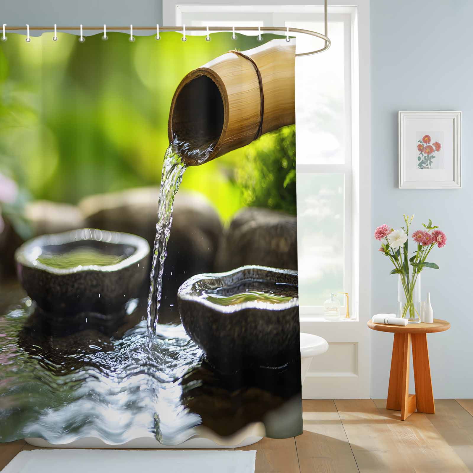 Bathroom Shower Curtain Zen Meditation Lake Water Waterproof Shower ...