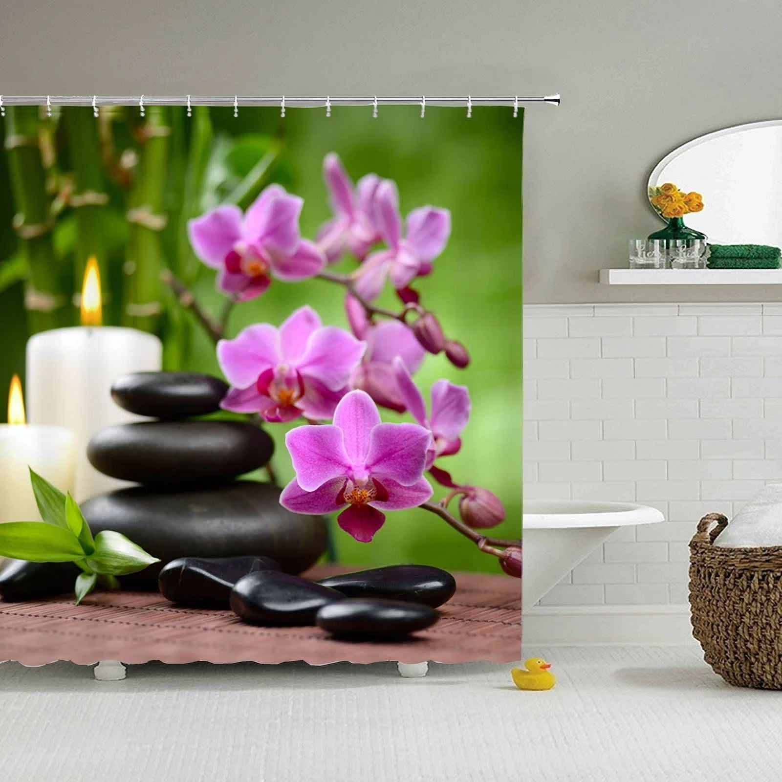 Bathroom Shower Curtains Buddha Statue Bamboo Bath Screens Home r ...