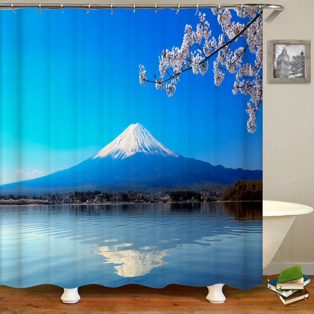 Bathroom Shower Curtains Mount Fuji Scenery Bath Curtains Waterproof 3d ...