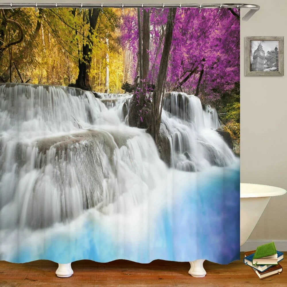 Bathroom Shower Curtains Natural Forest Primeval Tree Scenery Bath