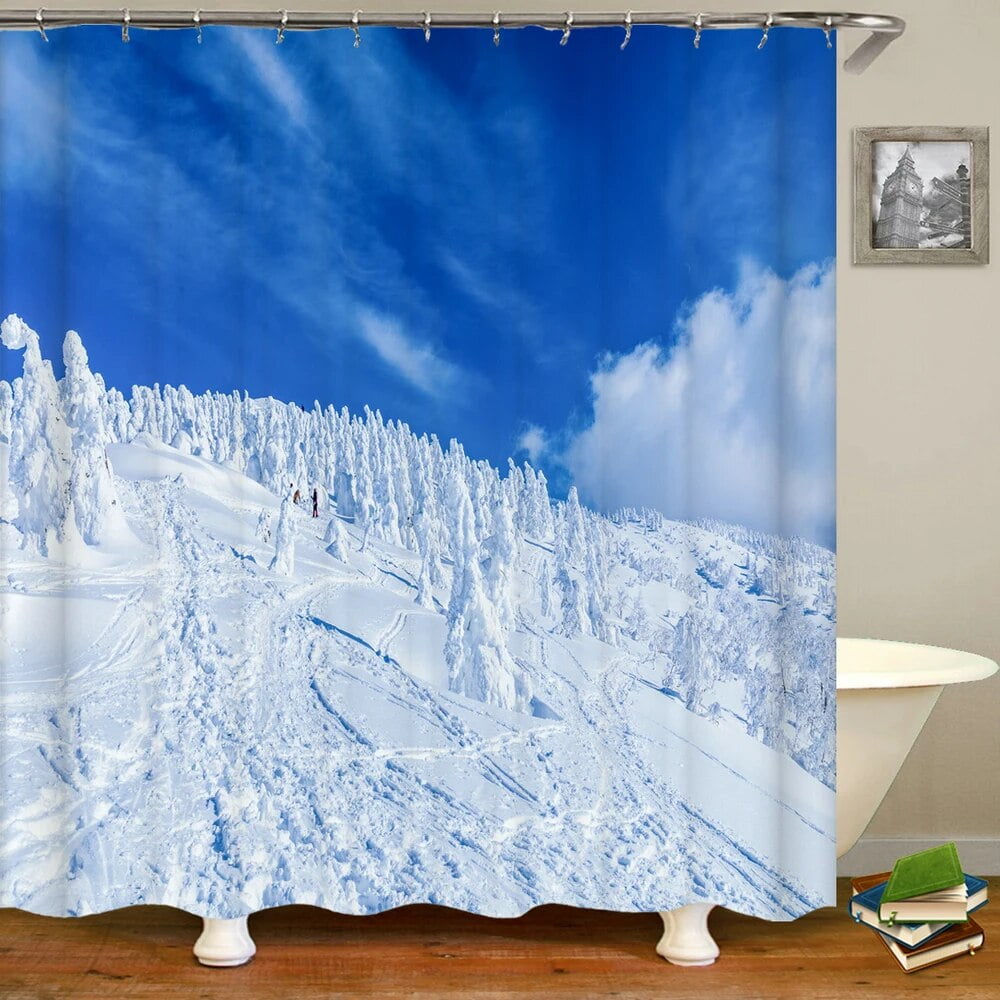 Bathroom Shower Curtains Natural Forest Waterfall Tree Scenery Bath