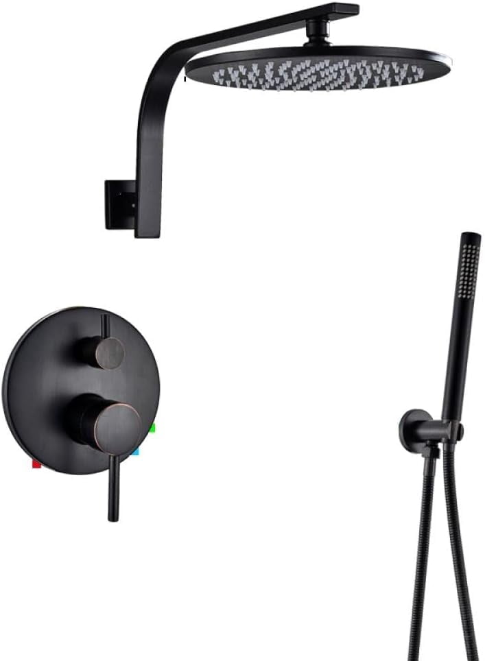 Bathroom Shower Faucet Set Shower Head with Shower Hand Spray Black Hot ...