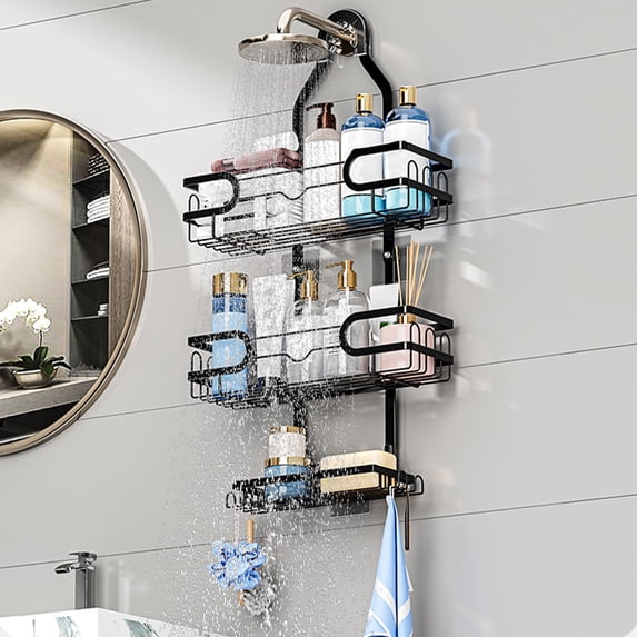 Bathroom Shower Hanging Rack 3 Tier - Over Shower Head Storage ...