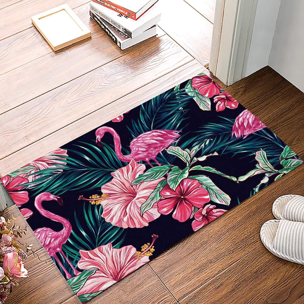 Bathroom Shower Mat Doormat Bath Rug Non Slip,Pink Flamingo and ...