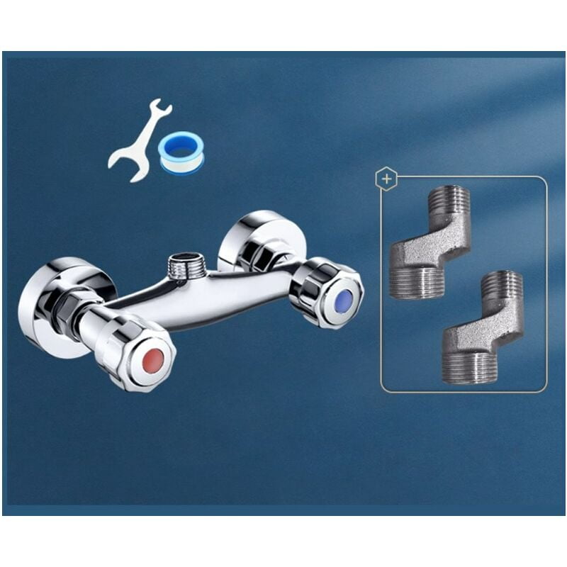 Bathroom Shower Mixer, Chrome Double Outlet Brass Faucet, Thermostatic ...