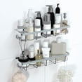 Bathroom Shower Organizer Silvery 2 Pack for RV Apartment Home Storage ...