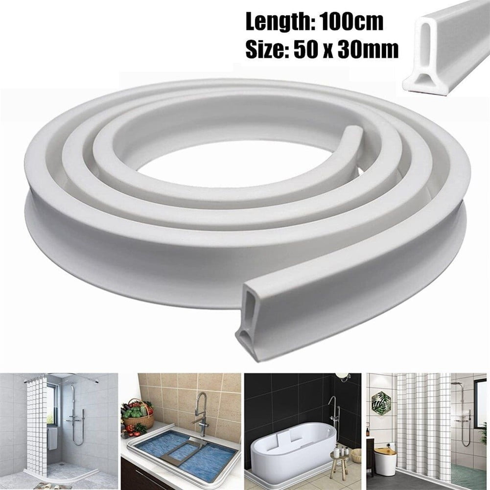 Bathroom Shower Water Stopper 1M PVC Flexible Seal Strip Dam Barrier ...