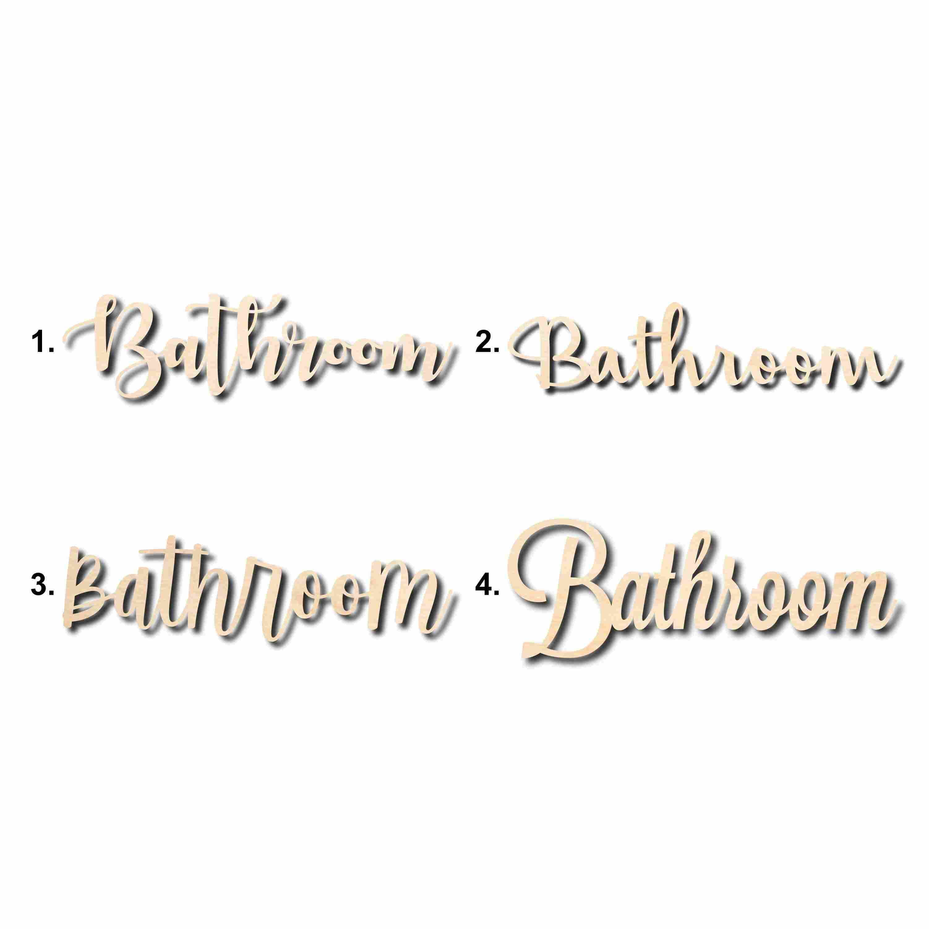 Bathroom Sign Unfinished Wood Cutout Home Decor DIY Option 4- 20" Wide ...
