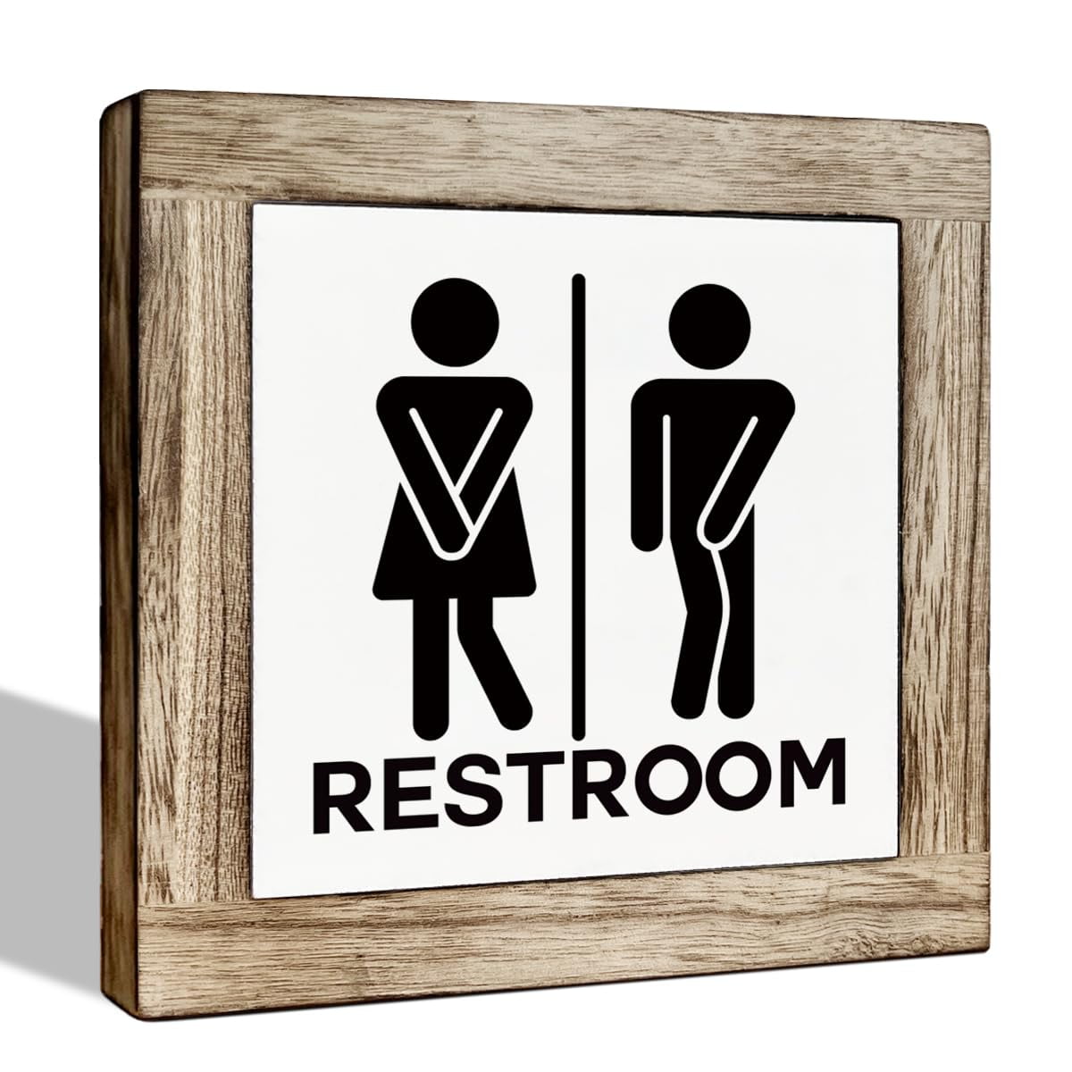 Bathroom Sign, Wooden Box Sign Plaque, Decorative Wooden Table Sign ...
