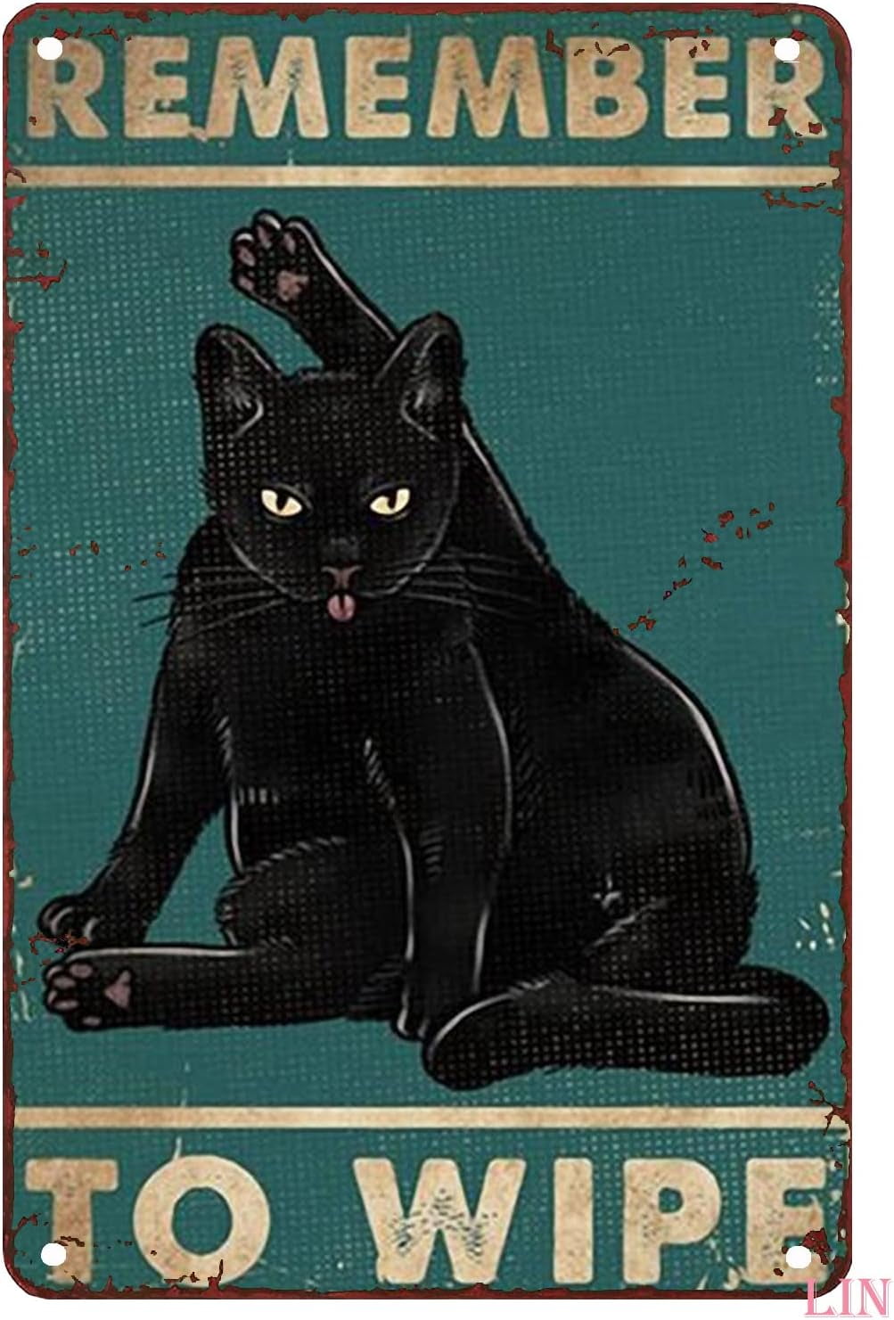 Bathroom Sign for Home Black Cat Remember to Wipe Metal Sign Vintage ...