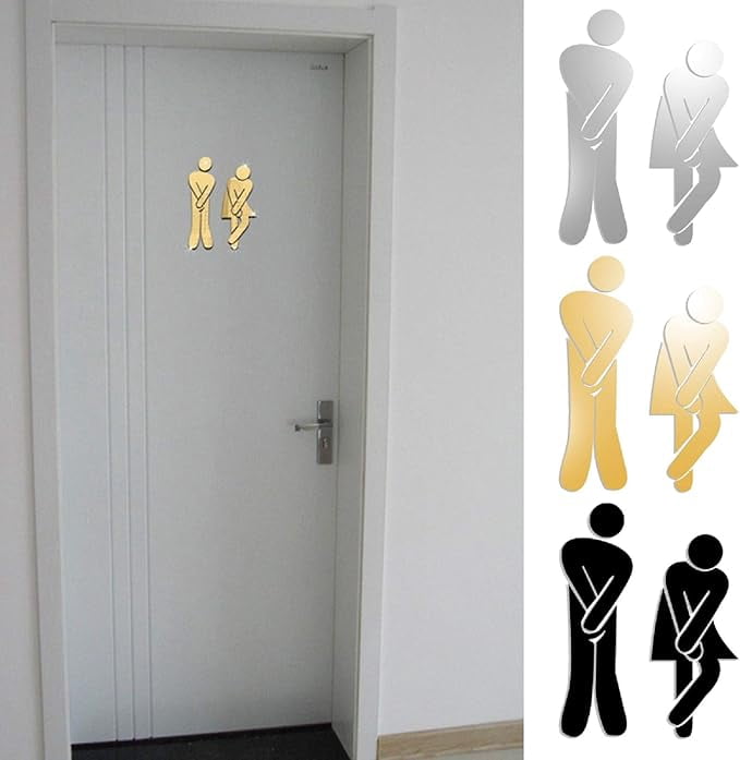 Bathroom Signs Men Women Brushed Bathroom Door Identification Signage ...