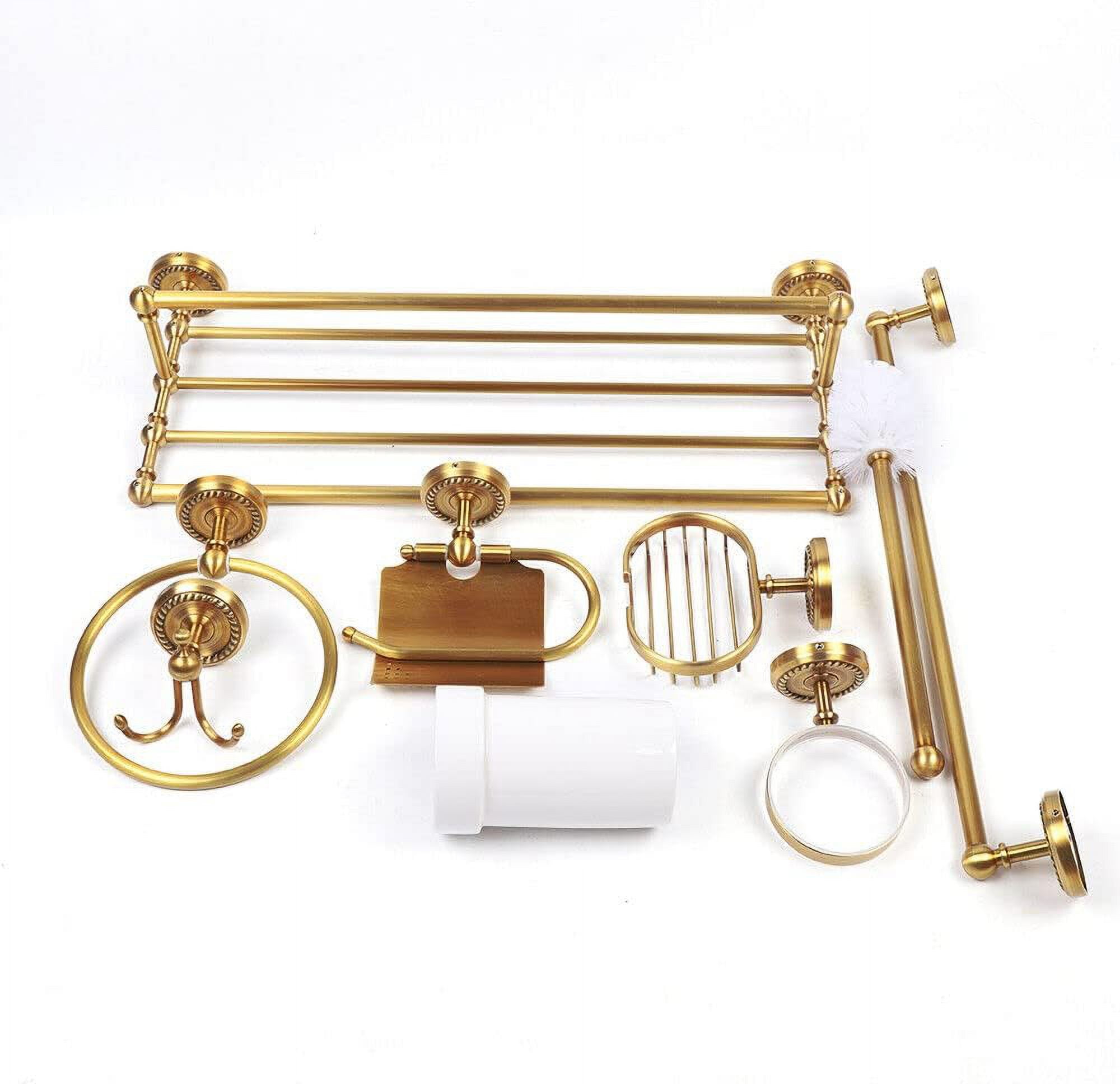 Bathroom Simple Vintage Gold Hand-Drawing Craft Copper Storage Rack 7 ...