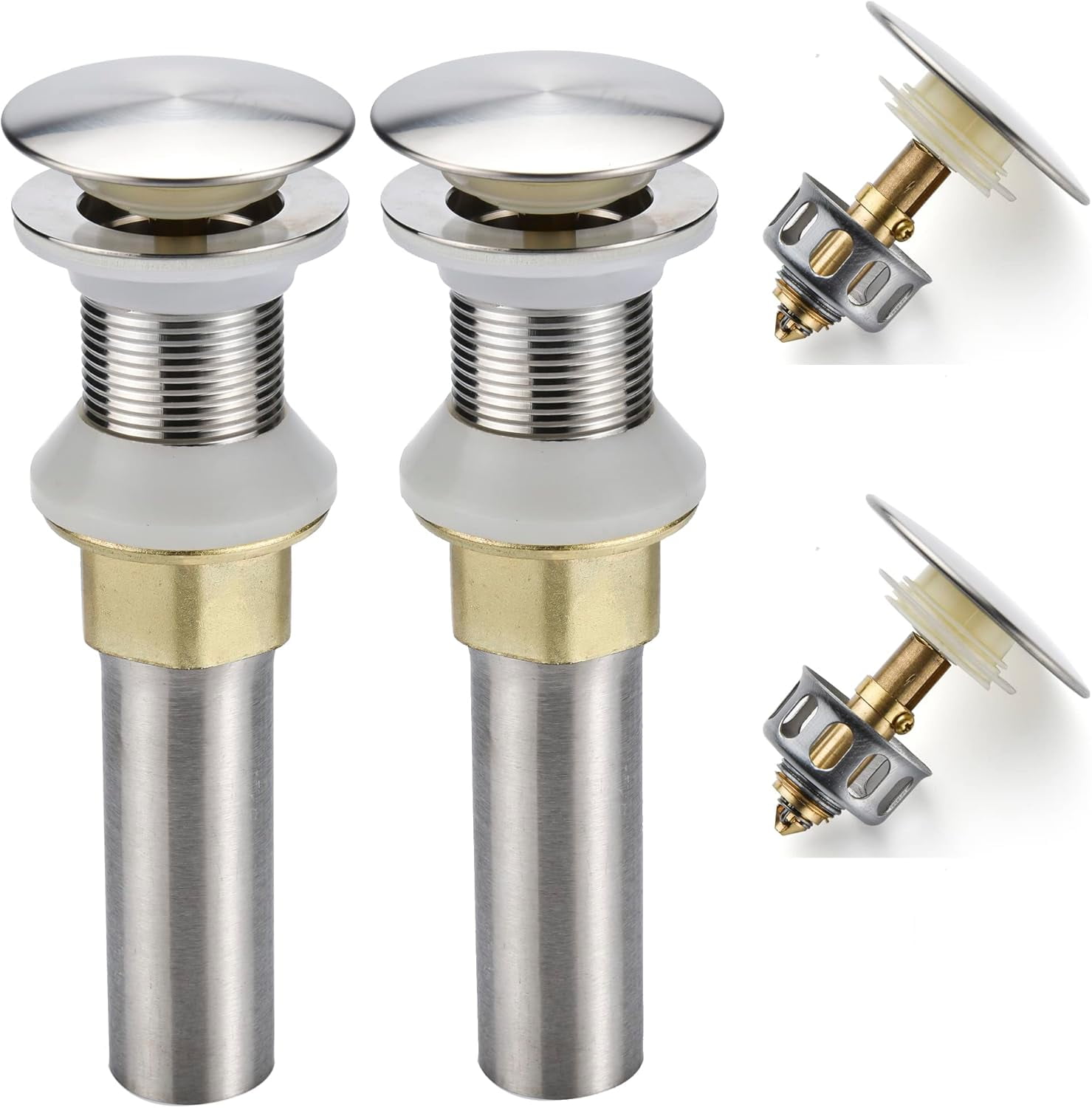 Bathroom Sink Drain,2 Pack Drain Stopper Bathroom Sink Without Overflow ...