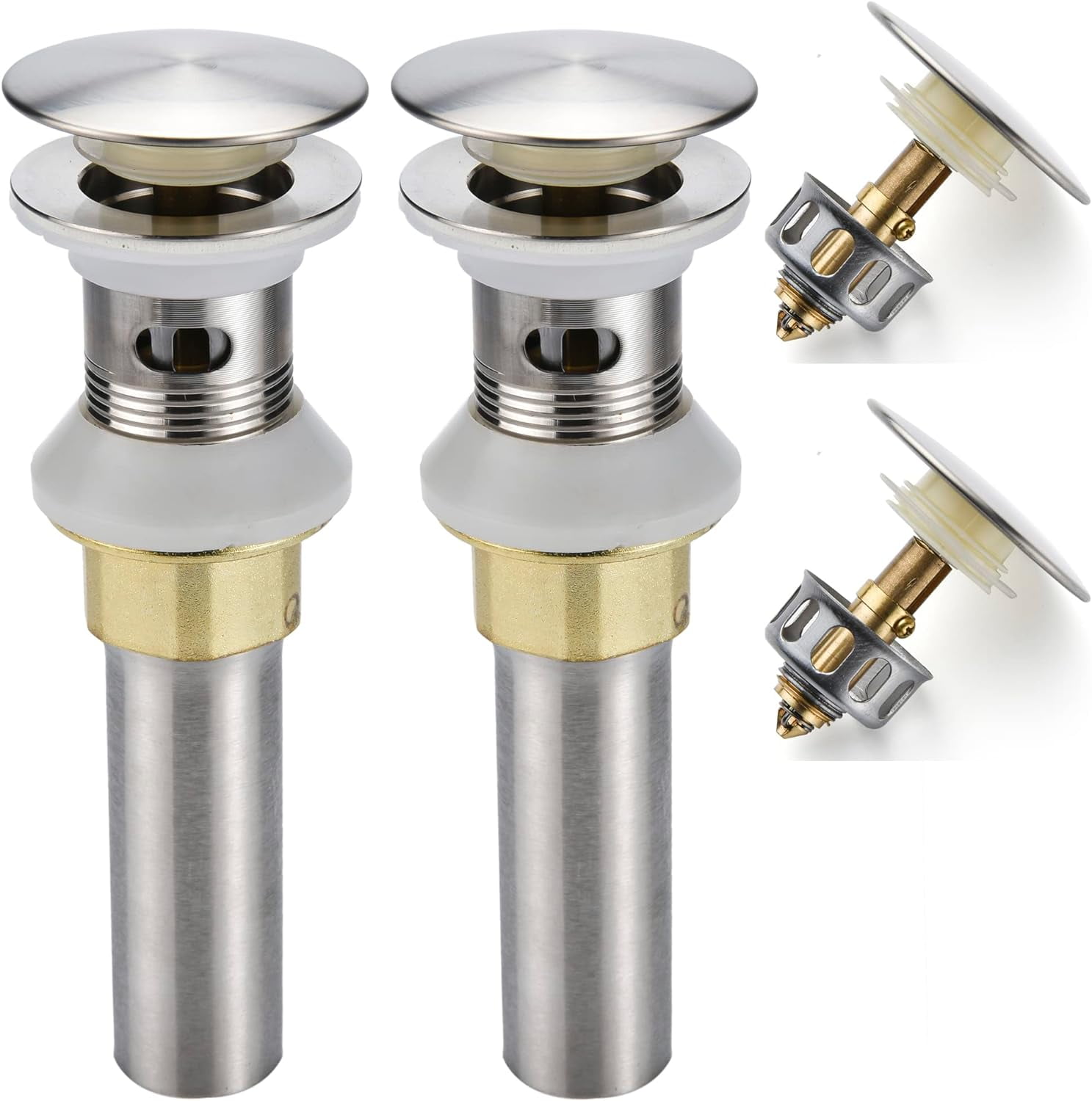 Bathroom Sink Drain,2 Pack Drain Stopper Bathroom Sink with Overflow ...