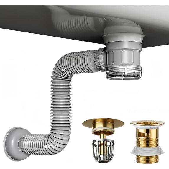 Bathroom Sink Drain Kit with Flexible Expandable Pipe: Odor-Free ...