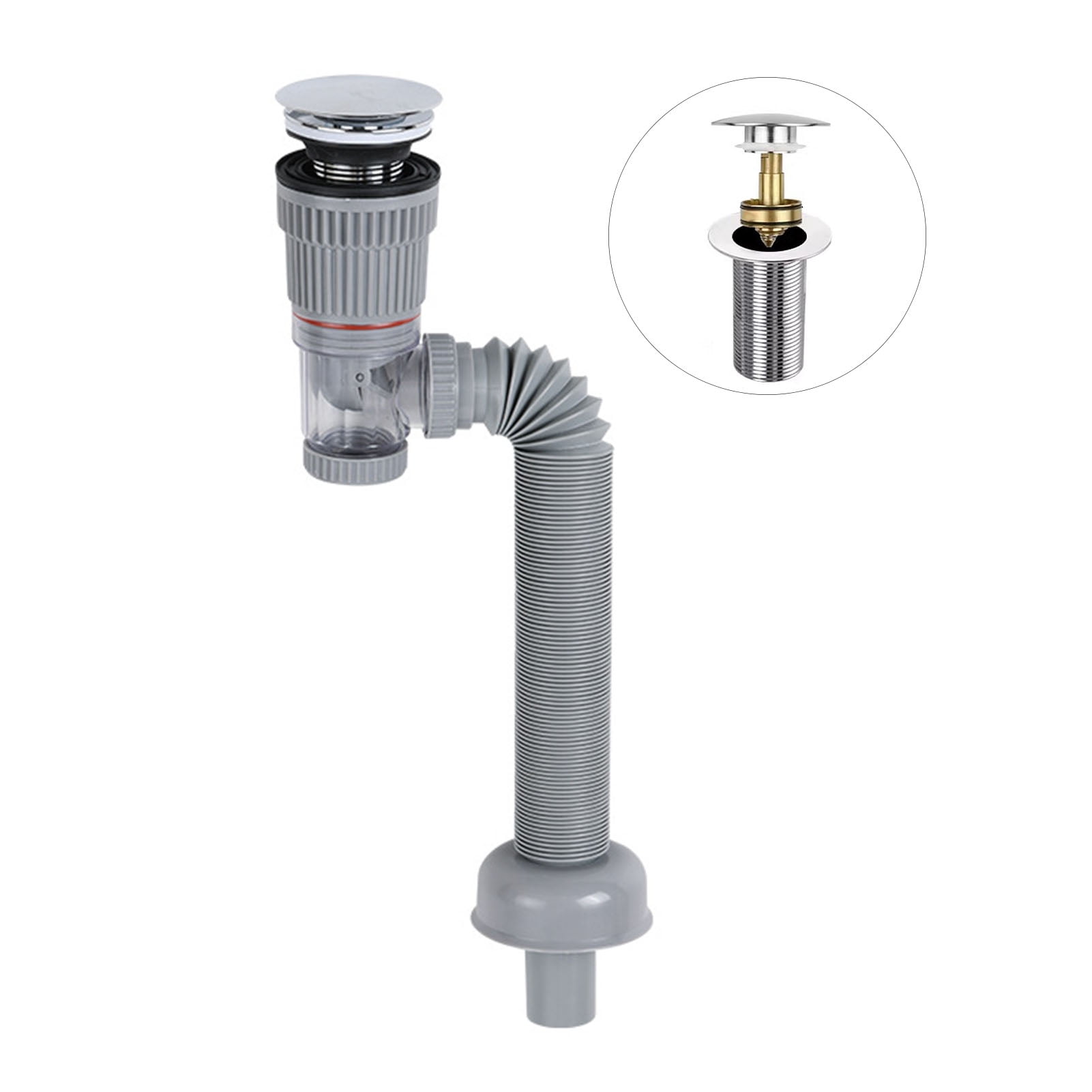 Bathroom Sink Drain Kit with Flexible Expandable P-Trap Leak-Proof Odor ...