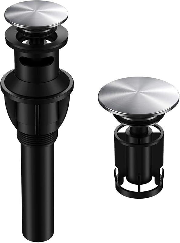 Bathroom Sink Drain with Overflow, Hurran Matte Black Universal ...