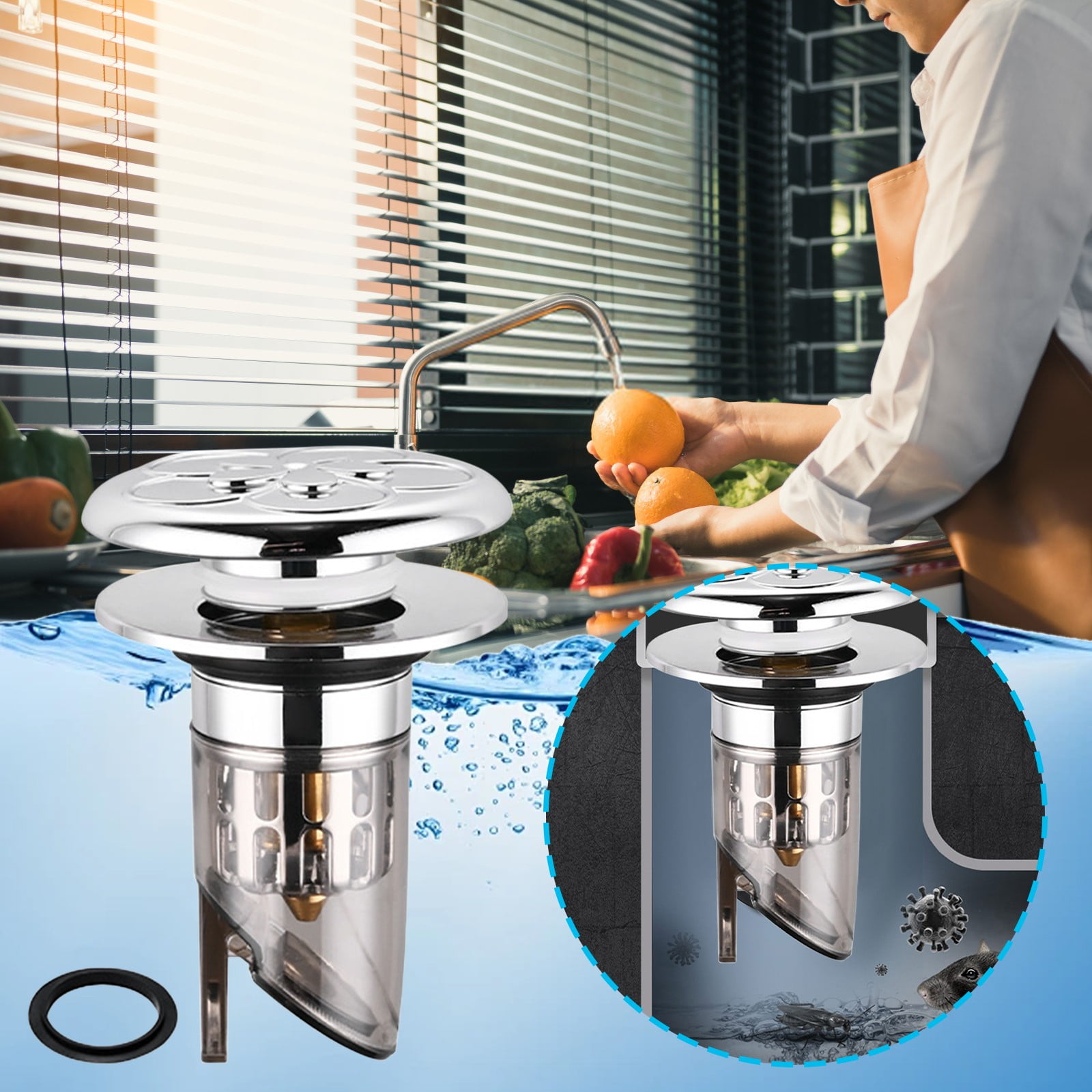 Bathroom Sink Drain Plug | Bounce Core Design | Odor-Proof & Anti ...