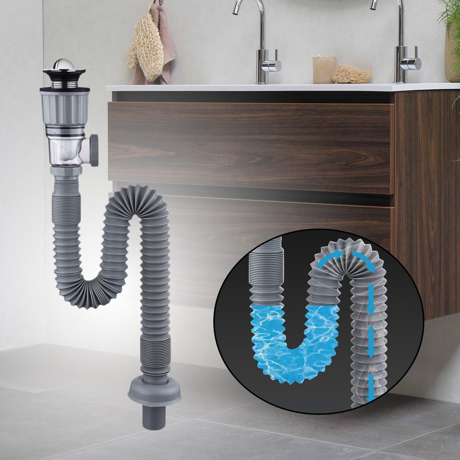 Bathroom Sink Drain Set Drainage Pipe with Anti Clogging Sink Stopper ...
