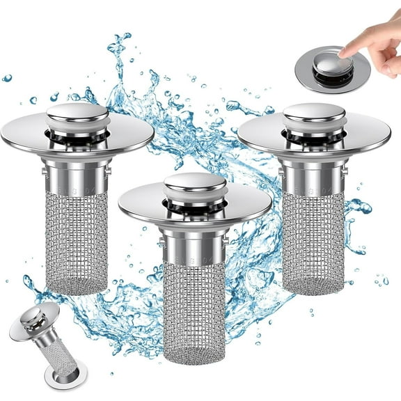 Bathroom Sink Hair Catcher Stopper with Removable Stainless Steel ...