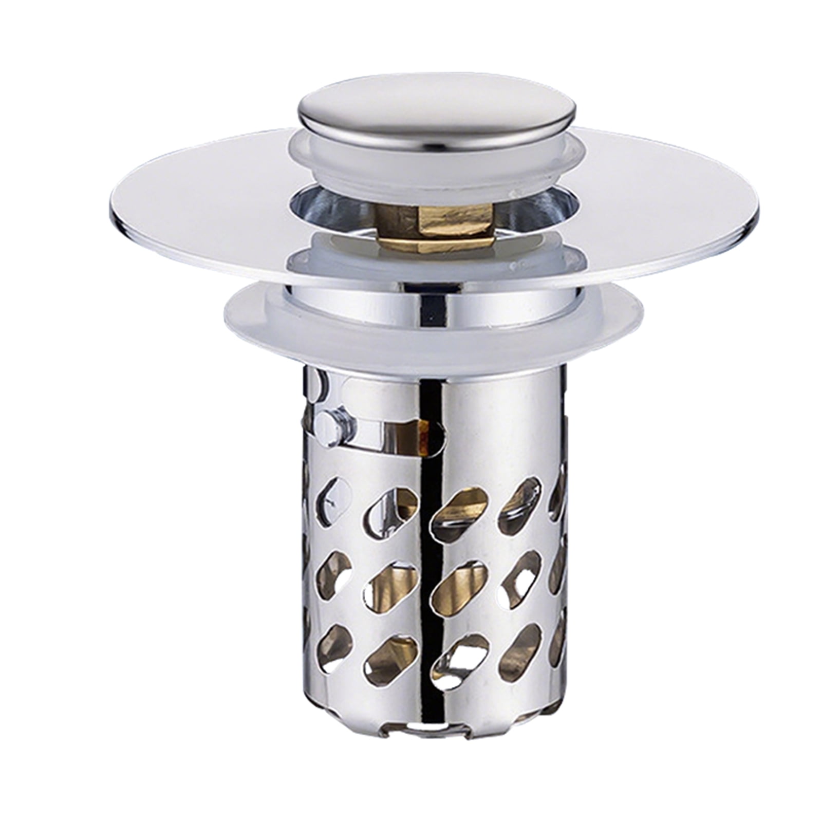 Bathroom Sink Drain Stopper Pop Up Drain Assembly with Overflow Brass ...