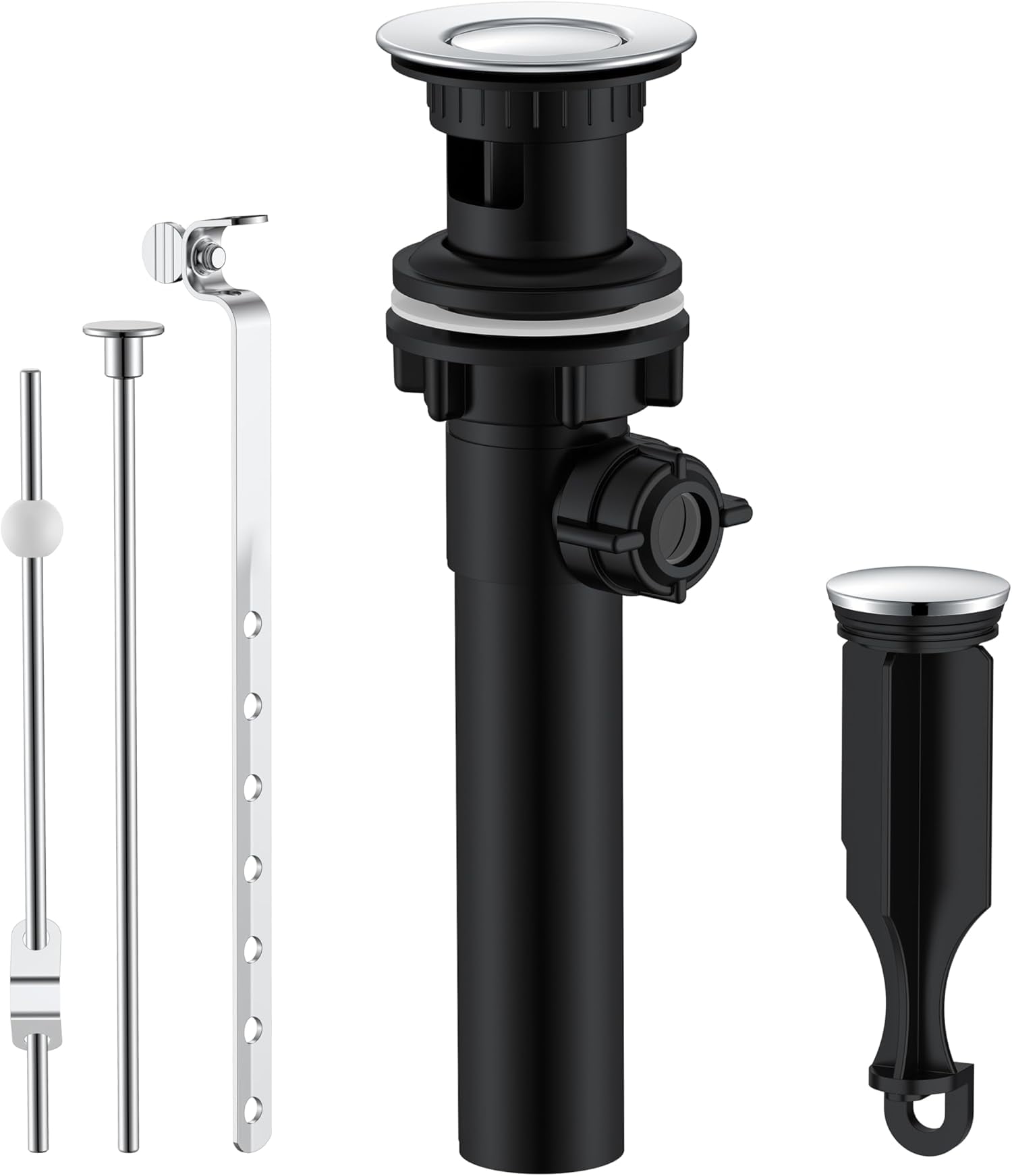Bathroom Sink Drain Stopper with Lift Rod, Sink Drain with Overflow ...