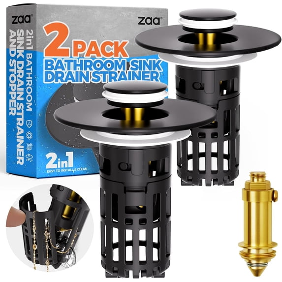 Bathroom Sink Drain Strainer - Bathroom Sink Stopper, 2Pack Pop Up Sink ...