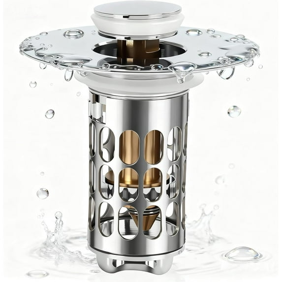 Bathroom Sink Drain Strainer, Universal 3 in 1 Bathroom Sink Stopper ...