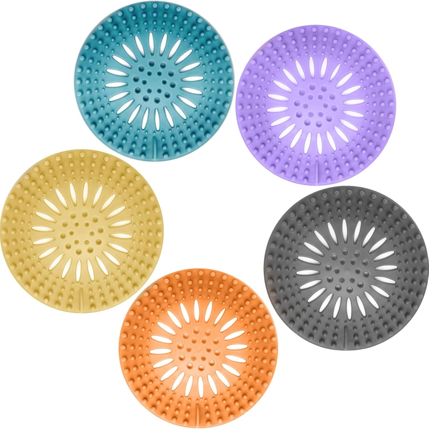 TPR Hair Catcher Shower Drain Covers, Multiple Colors, 5 Pack Drain ...