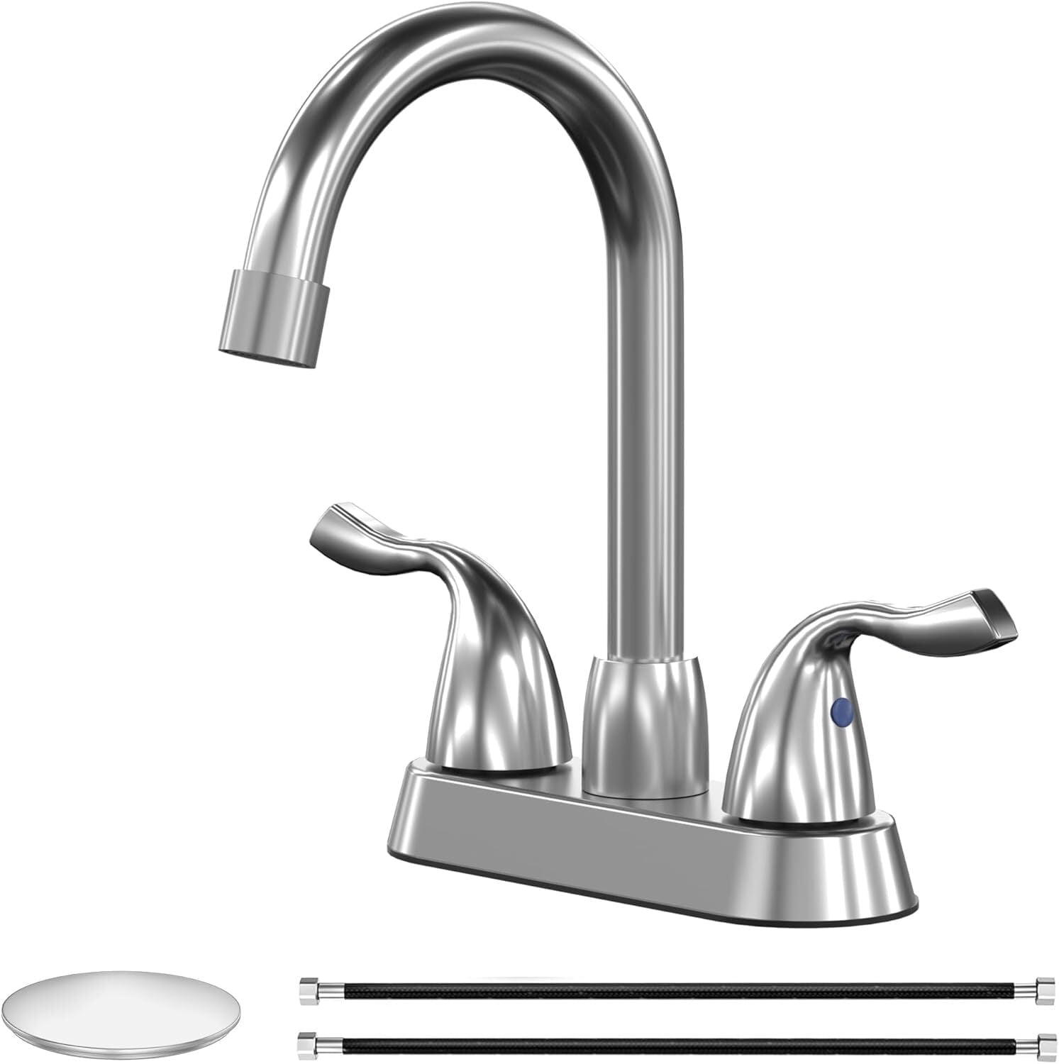 Bathroom Sink Faucet, 2 Handle Bathroom Faucet 4 Inch Centerset ...