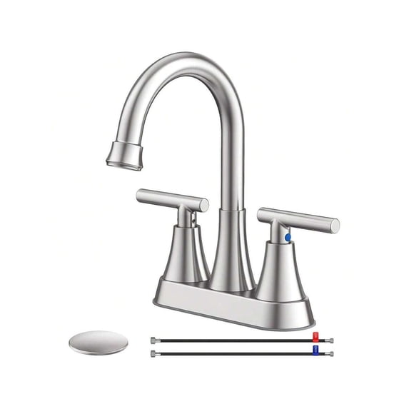 Bathroom Sink Faucet 2 Handles 3 Holes 4 In Centerset Vanity Waterfall ...