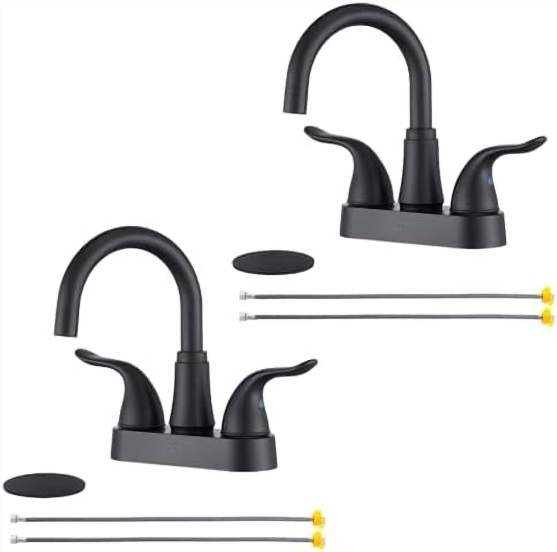 Bathroom Sink Faucet 2 or 3 Hole Matte Black 4 Inch ABS Plastic Non ...