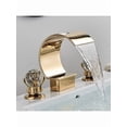 Bathroom Sink Faucet 3 Hole 2 Handle Crystal Knobs High Arc Waterfall ...