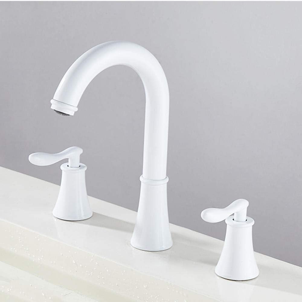 Bathroom Sink Faucet 3 Hole Brass Hot and Cold Rotating Double Handle ...