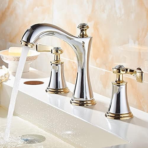 Bathroom Sink Faucet, 3Pcs Bathroom Basin Faucet Set Luxury Dual ...