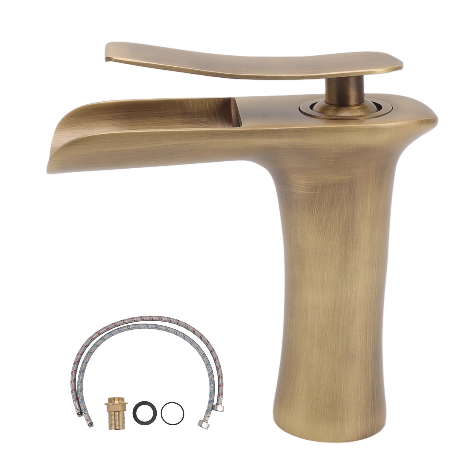 Bathroom Sink Faucet Antique Single Span Brass Waterfall Under Counter ...