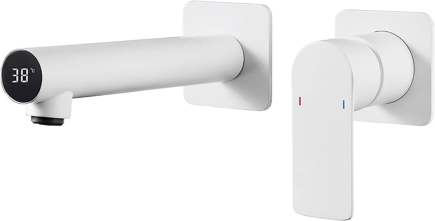Bathroom Sink Faucet with Digital Display Bathroom Faucet Wall Mount ...