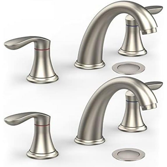 Bathroom Sink Faucet, Faucet for Bathroom Sink, Widespread Brushed ...