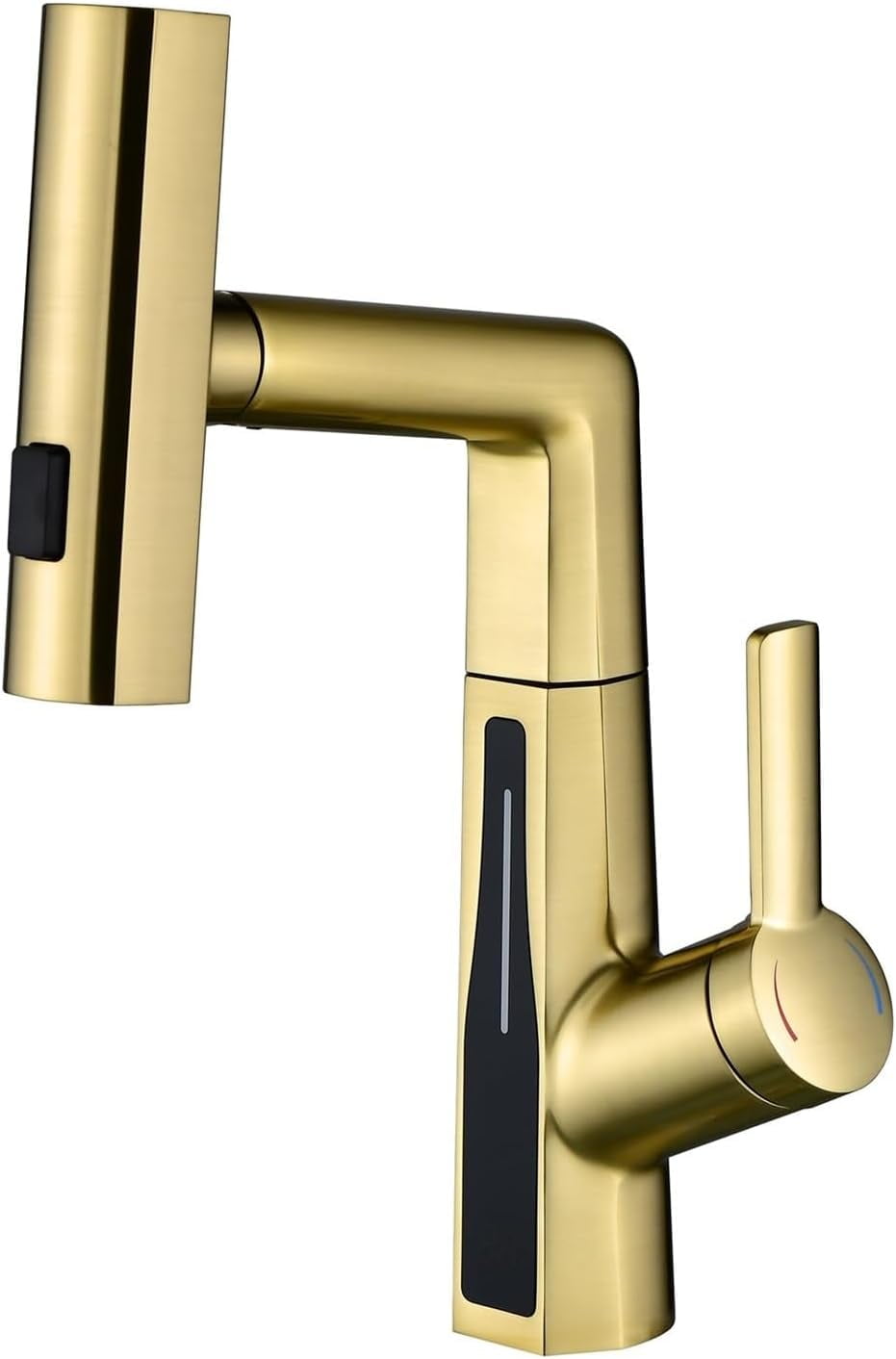 Bathroom Sink Faucet with LED Temperature Display Waterfall Rainfall ...