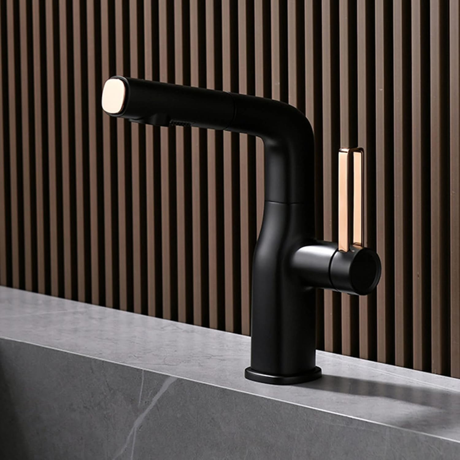 Bathroom Sink Faucet with Pull Out Sprayer,360° Swivel Spout Bathroom ...