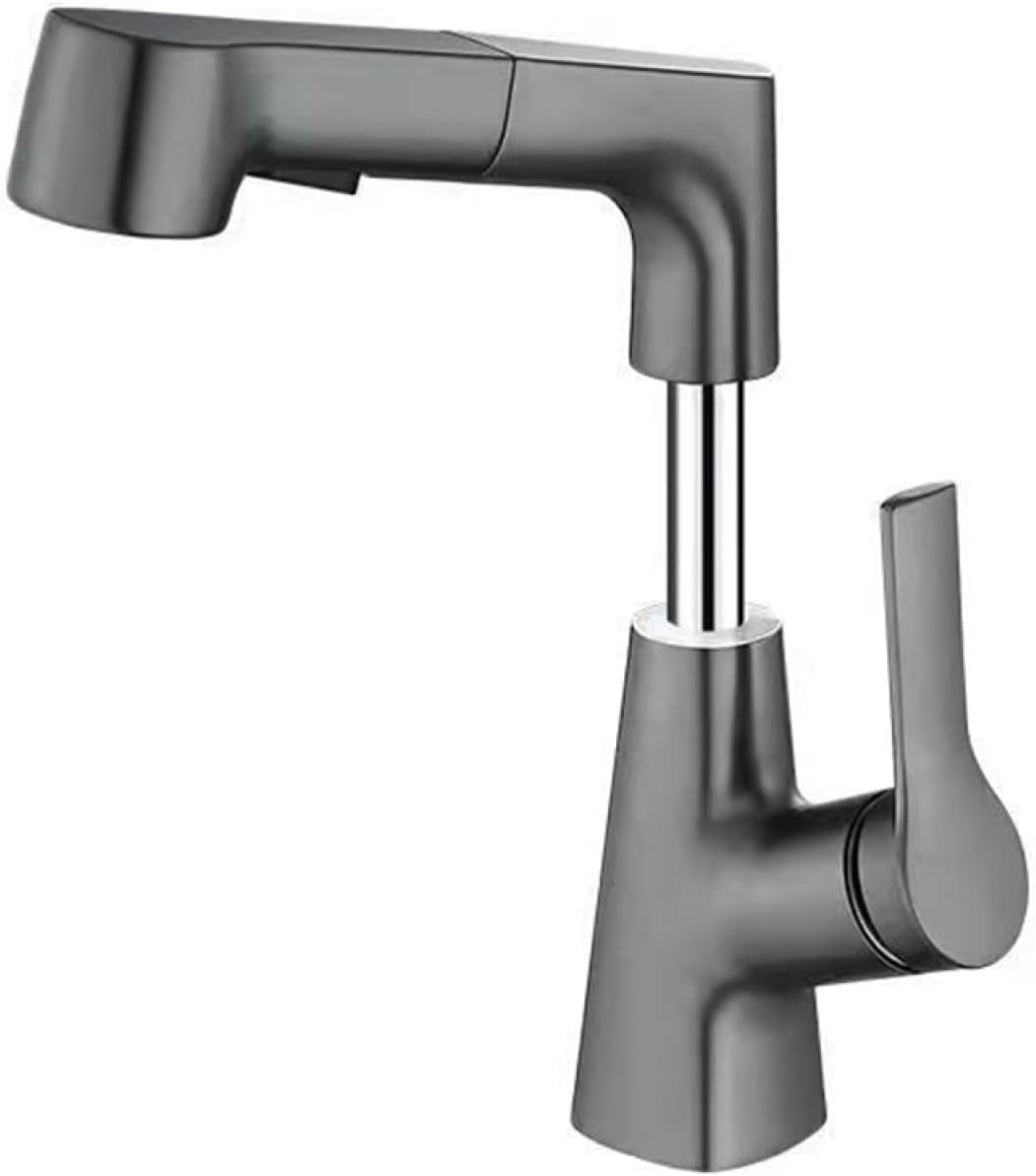 Bathroom Sink Faucet with Pull Out Sprayer Gun Gray,Liftable,Bathroom ...