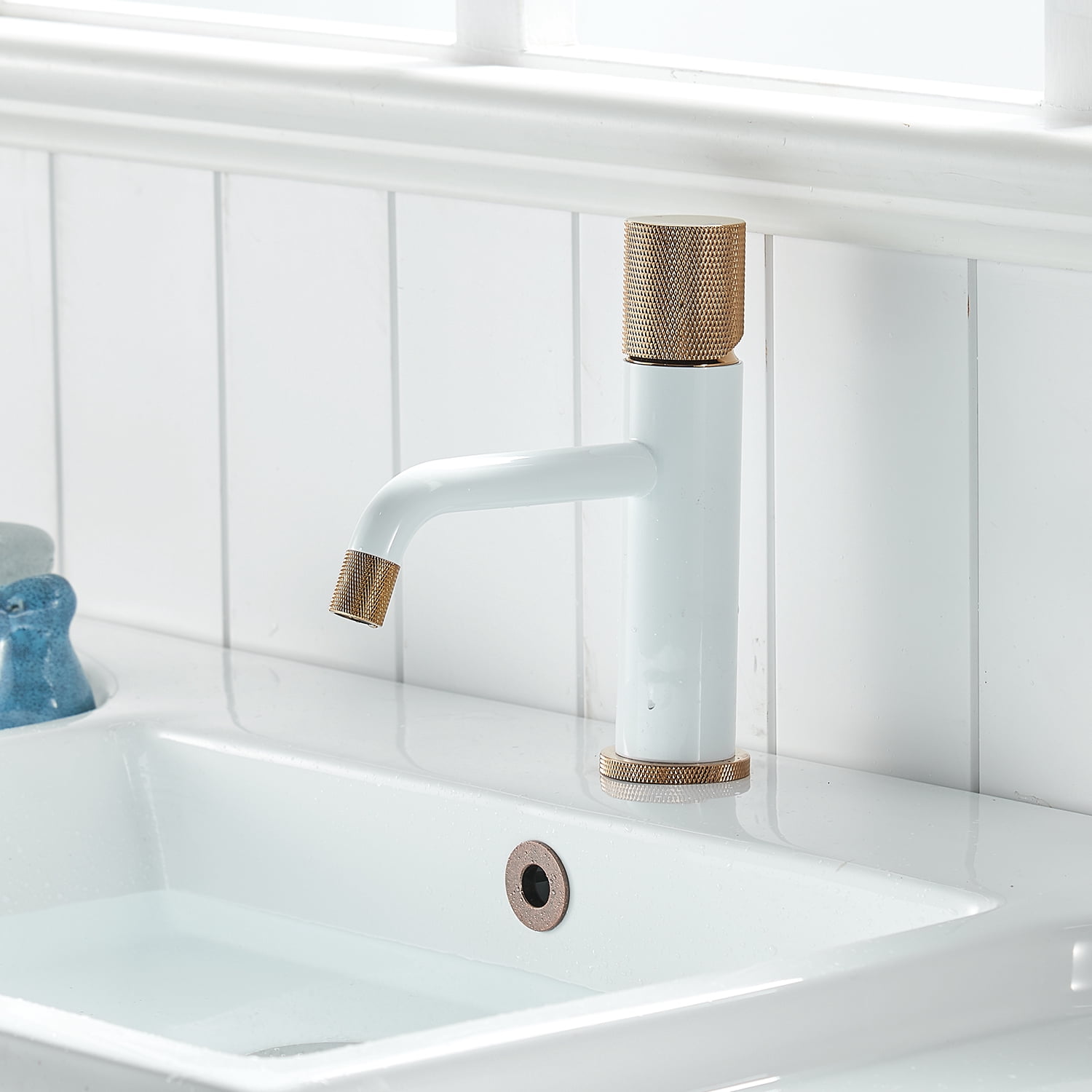 Bathroom Sink Faucet Replacement Modern White and Rose Gold Faucet ...