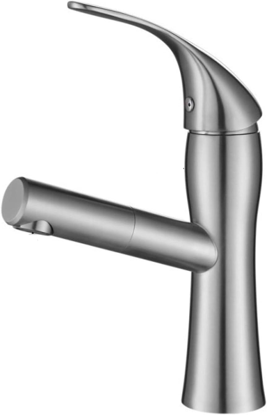 Bathroom Sink Faucet with Sprayer Single Hole Hot and Cold Water Mixer ...